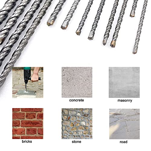 JFOGO Rotary Hammer Drill Bits Set & Chisels- 17 Pieces SDS Plus Concrete Masonry Hole Tool for Concrete,Brick,Block,Stone,Masonry