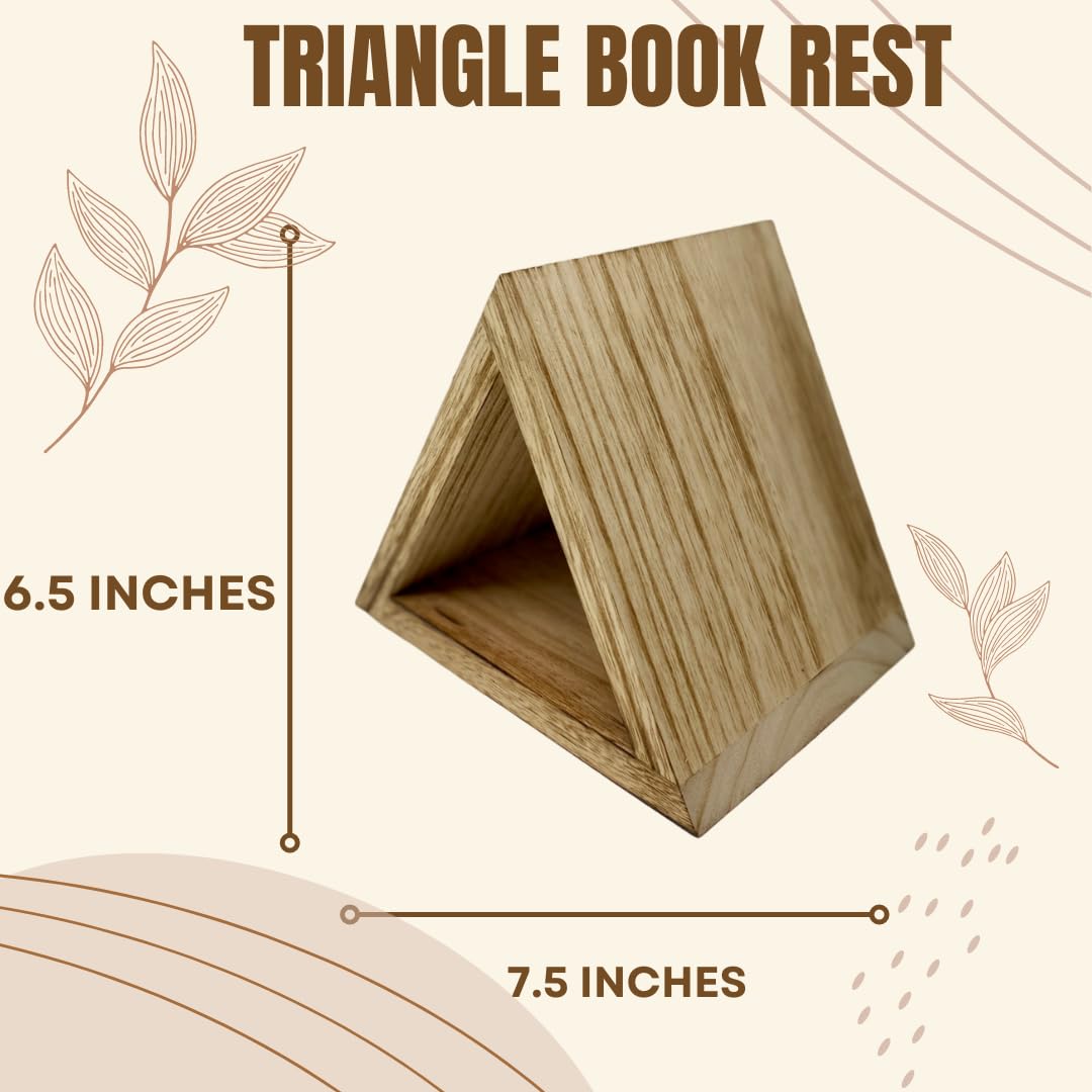 Multi-Functional Triangle Book Holder No Assebmly Required | Convenient Book Stand with Storage Cubby for Organized Reading Experience | Wooden Book Accessory | Perfect Gift for Book Lovers