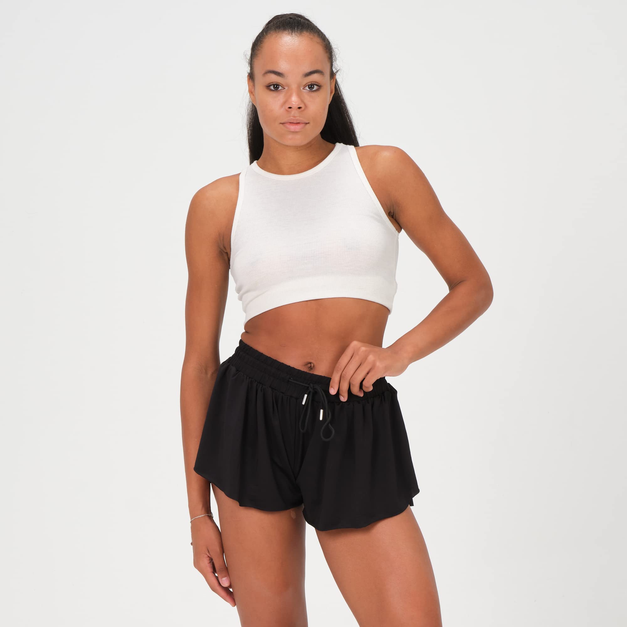 KUCAKERS - High Waisted Workout Butterfly Skirt Shorts for Women Black