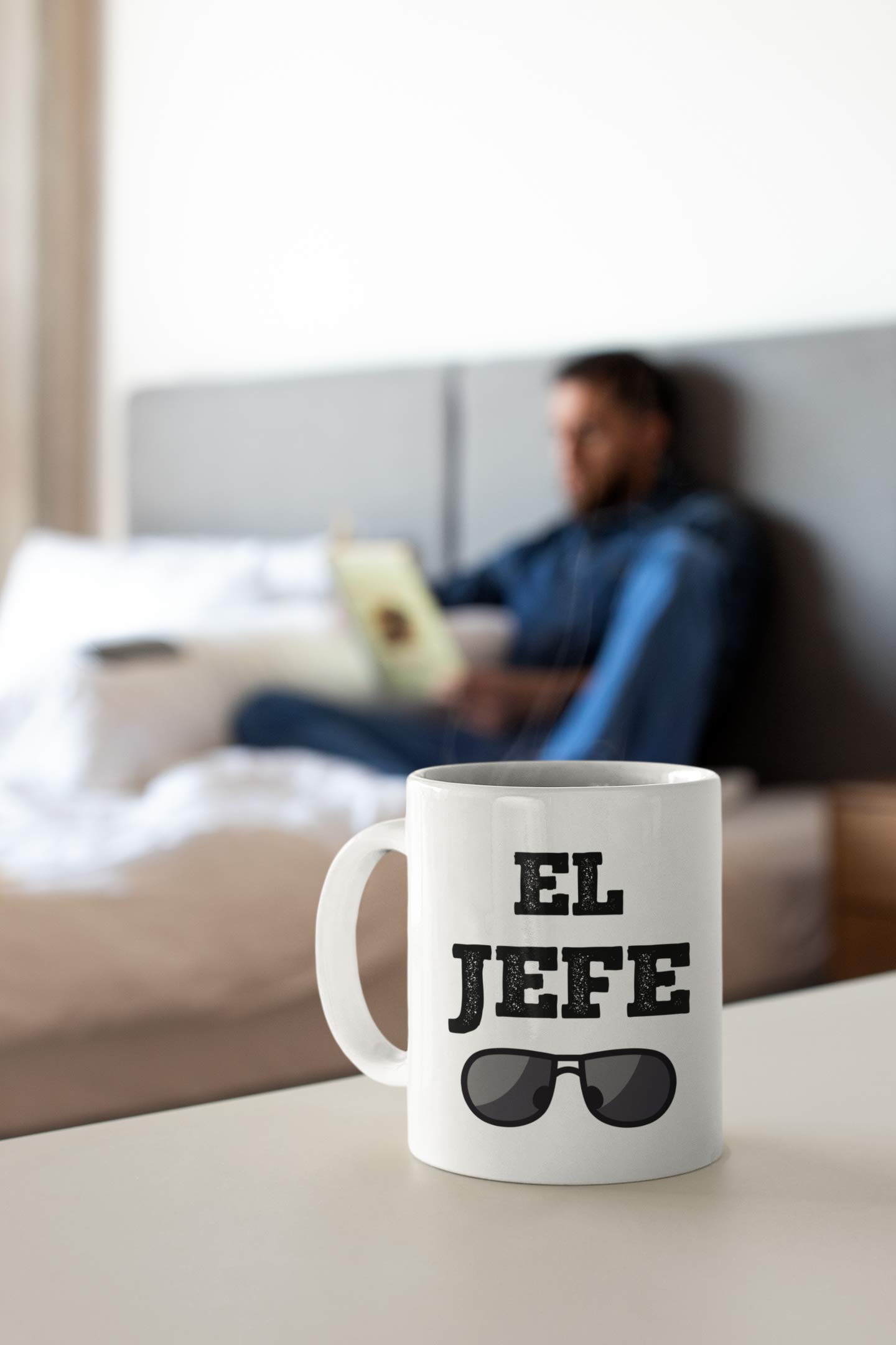 Mug Idea for Boss. El Jefe 11 oz Coffee Mug. Funny Saying in Spanish for The Bosses. Regalo para Tu Jefe. (White)