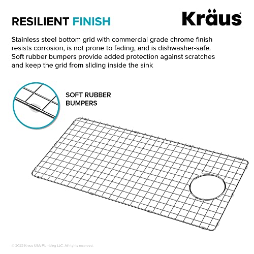 KRAUS Stainless Steel Bottom Grid (29 3/8 in. x 14 3/8 in.) for 33 in. Turino Workstation Drop-In/Undermount Fireclay Kitchen Sink KFDW1-33GWH and KFDW1-33MGR, KBG-FC3015