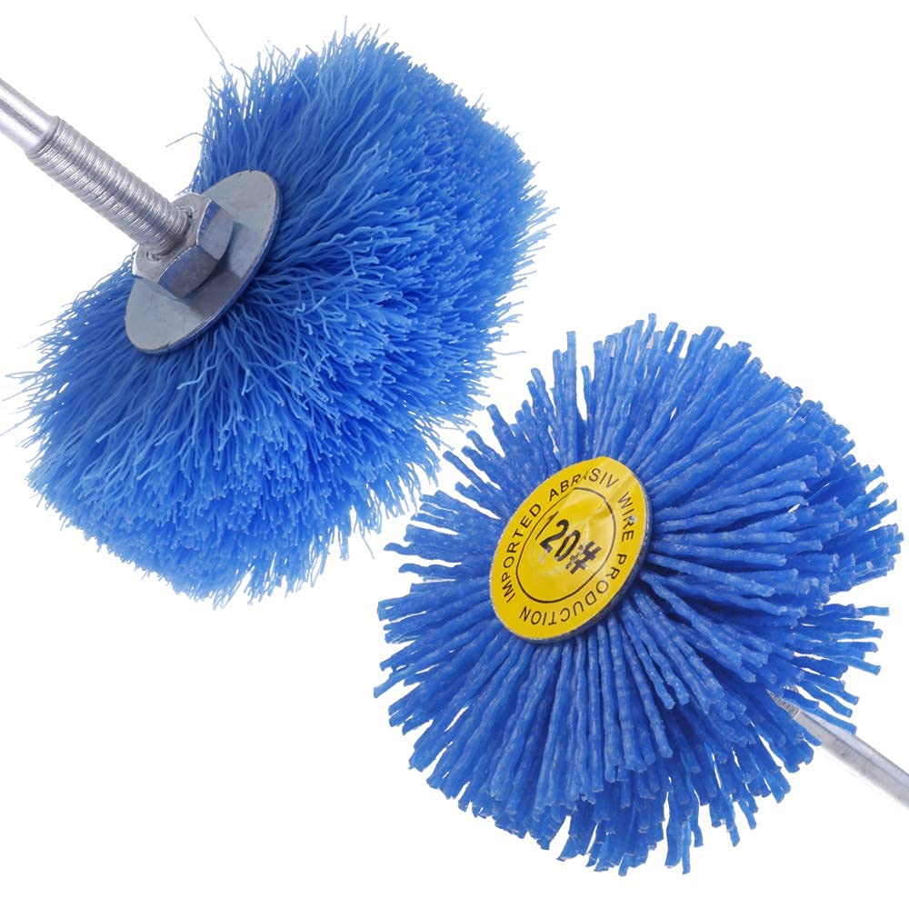 Mixiflor 7 Pack Abrasive Nylon Wheel Brush for Drill with 1/4" Shank, (80 120 180 240 320 400 600 )Grits, Nylon Abrasive Wheel Perfect for Removal of Rust/Corrosion/Paint