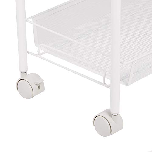 JANE EYRE Rolling Utility Storage Rack Cart on Wheels, Trolley Carft cart, Multi-Purpose Organizer Shelf (White, 4 Tier)…