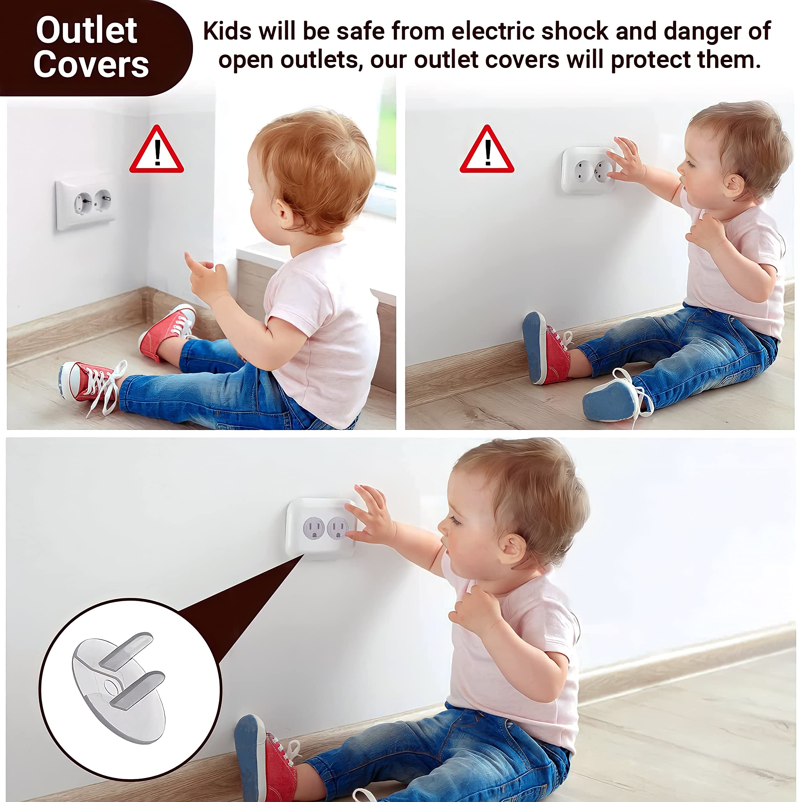 KP'S Baby Proofing Kit - 10 Child Proof Cabinet Locks for Babies - 8 Baby Proofing Outlet Covers - 8 Corner Protector Baby - Extra 10 + 12 Adhesives - 26 Pack (White)