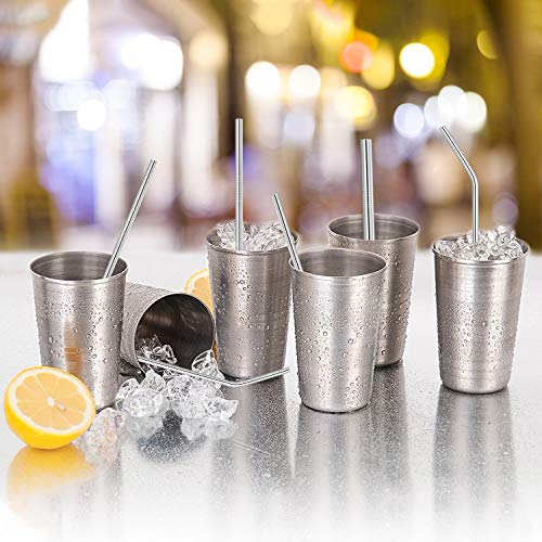 Hypermotion Stainless Steel Straw, Food Grade Reusable Metal Drinking Straw Set with 2 Cleaning Brushes and Carry Pouch for Smoothie, Milkshake, Cocktail and Hot Drinks