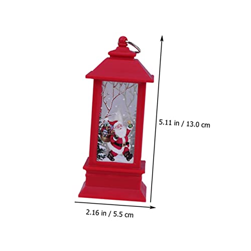 NOLITOY 2pcs Christmas Flame Lights Christmas Decorative Lantern Santa Snow Globe Lantern LED Christmas Lantern Table Top Decor Small Telephone Booth Lamp Snowball Christmas Plastic
