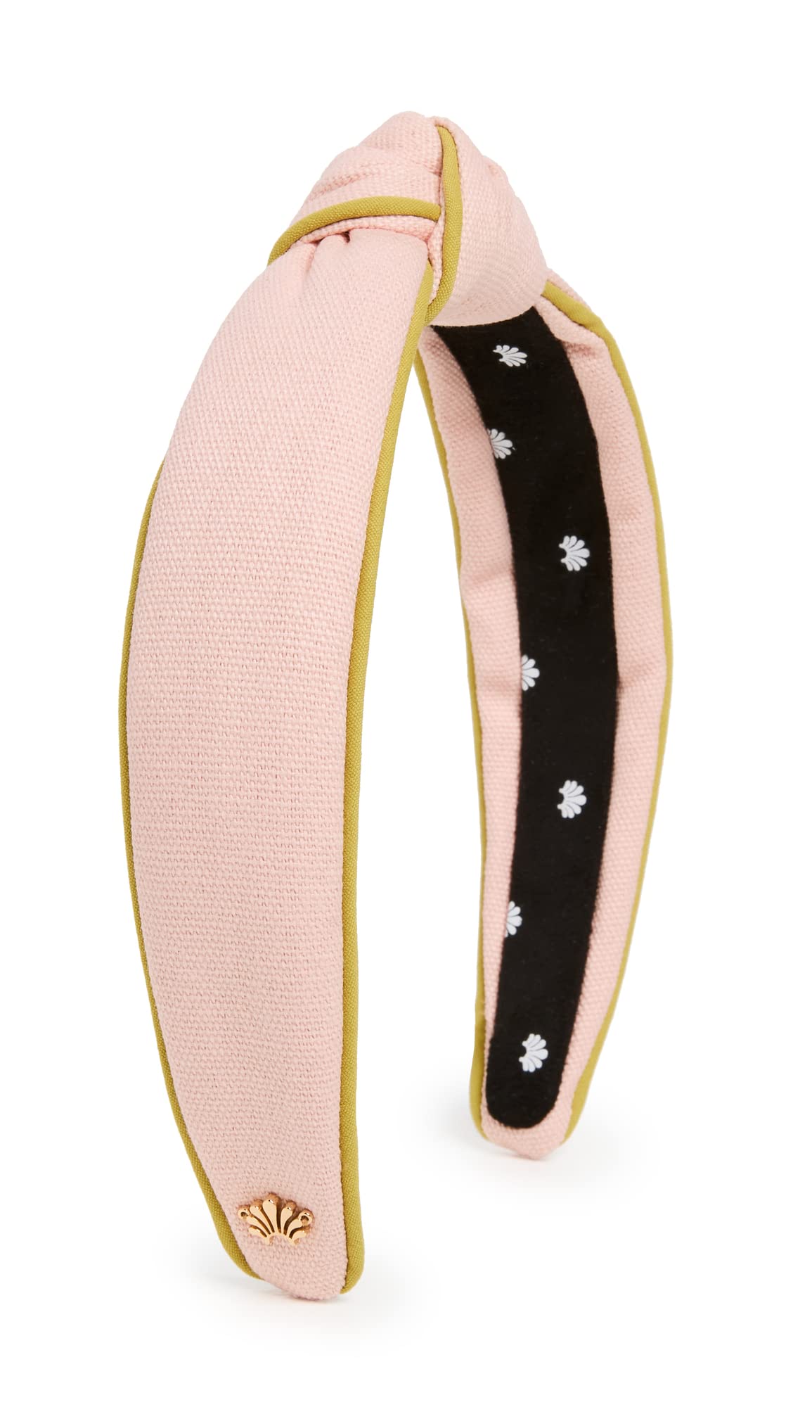Lele Sadoughi Women's Piping Trim Slim Knotted Headband, Soft Coral, Pink, One Size
