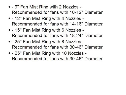 MISTCOOLING - Fan Mist Kit - Low Pressure Misting Ring - DIY Fan Mist Ring with Brass/Stainless Steel Nozzles (FMK12-4)