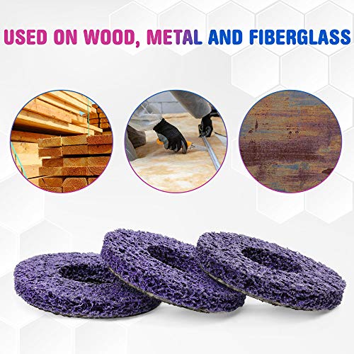 LotFancy Stripping Disc, 6PCS 4 1/2β x 7/8β Quick Easy Strip and Clean Discs, Paint and Rust Remover Stripper for Angle Grinder, Silicon Carbide Abrasive Wheel for Wood Metal Fiberglass, Purple