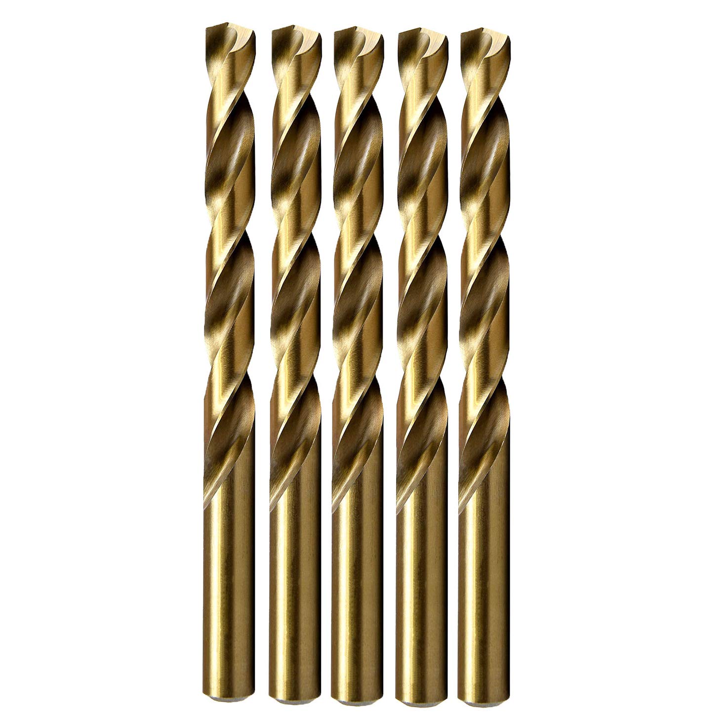 MAXTOOL No.3 5pcs Identical Jobber Length Drills Dia 0.213" HSS M35 Cobalt Twist Drill Bits Wire Gauge Numbered Golden Straight Drills; JBN35G10R03P5