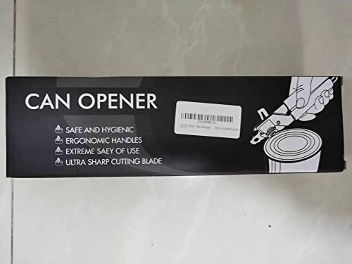 KzGrit Manual Can Opener, Food-Safe Stainless Steel, Smooth Edge, Tin Lids Jar Bottle Caps Openers with Non-Slip Handle and Ergonomic Turning Knob for Elderly with Arthritis(Black)