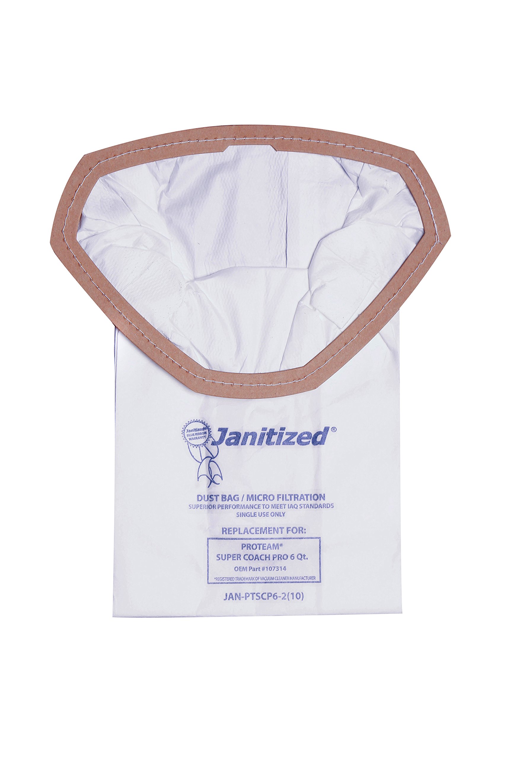 Janitized Vacuum Filter Bags Designed to Fit ProTeam Super Coach Pro 6/GoFree Pro, 100/Carton