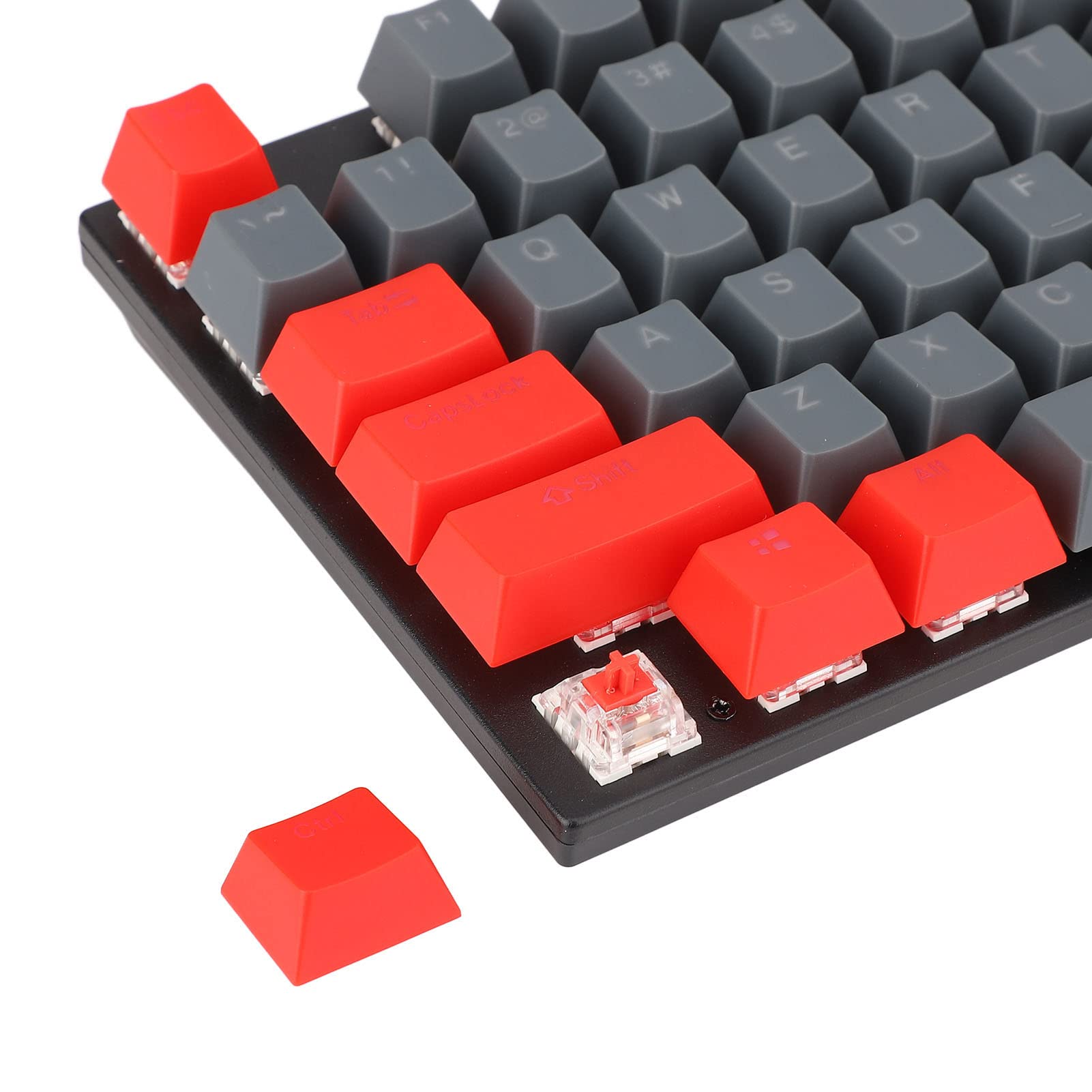 Mechanical Gaming Keyboard, Red Switch Mechanical Keyboard Red Switch USB Interface 87 Key Color Blocking 2 Color Injection Molding for Gaming (Gray and Red)
