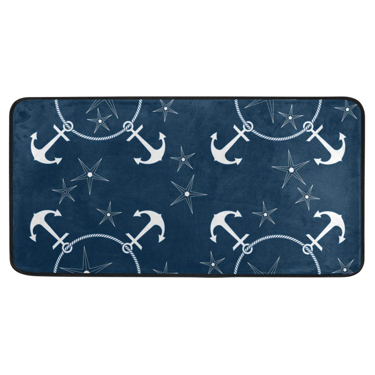 Kitchen Rugs Retro Nautical Anchors Navy Design Non-Slip Soft Kitchen Mats Bath Rug Runner Doormats Carpet for Home Decor, 39" X 20"