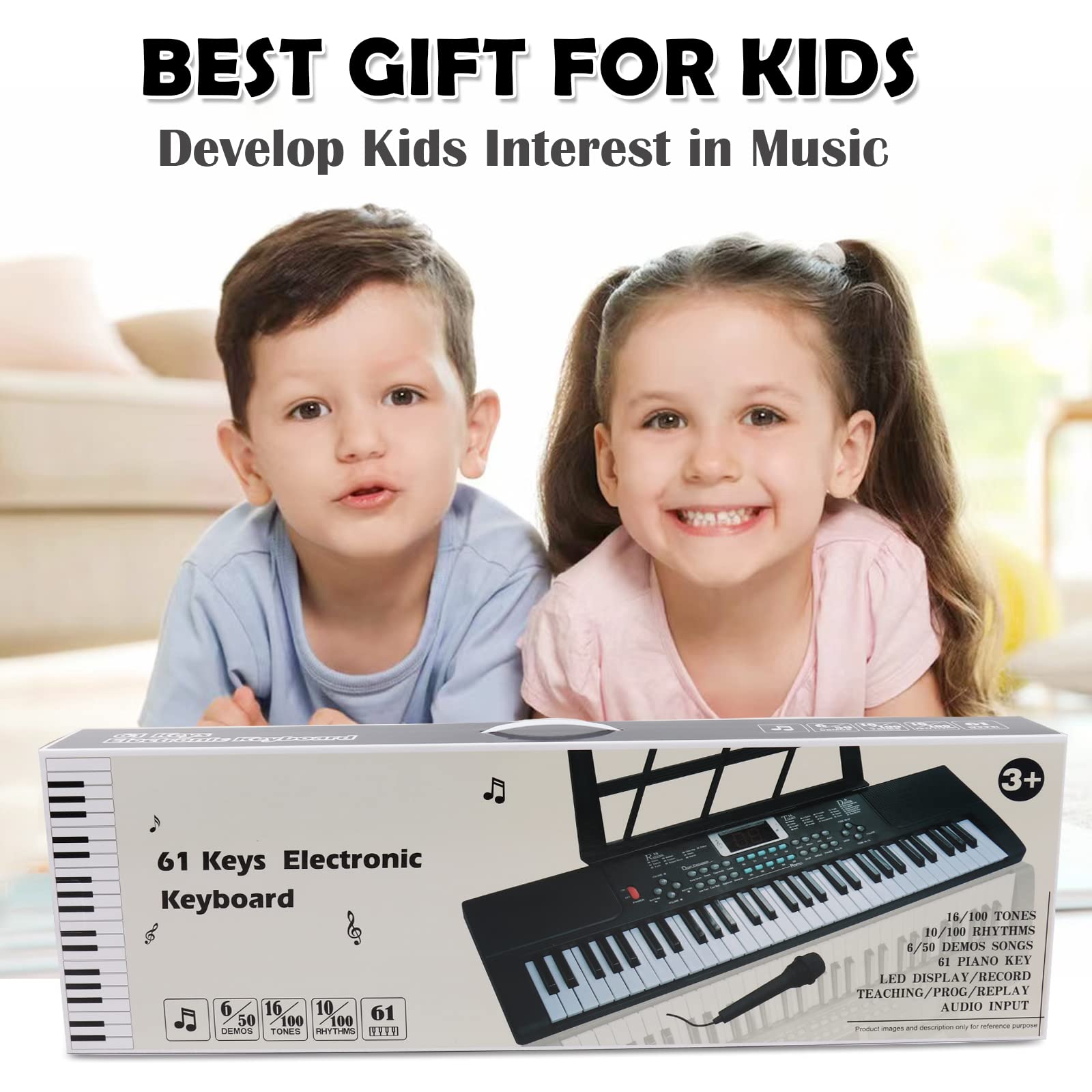 laoyeboho 61 Keyboard Piano, Portable Keyboard Piano for Beginners, Children's Piano Keyboard, Electronic Digital Piano With Built-in Speaker and Microphone, School Gift,Children's Birthday Gift