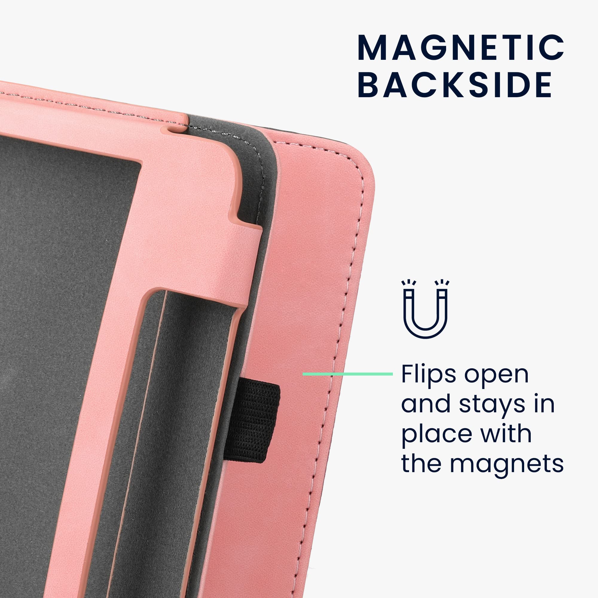 kwmobile Case Compatible with Kobo Sage - Cover Faux Nubuck Leather e-Reader Flip Case - Dusty Pink