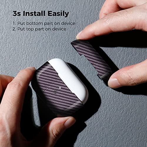 MONOCARBON Airpods-Pro-2nd-Generation-Case, Real Carbon Fiber Airpods Pro Case Cover, Slim-Fit and Shockproof, Support Wireless Charging, with Stripes Lanyard.Matte Purple.