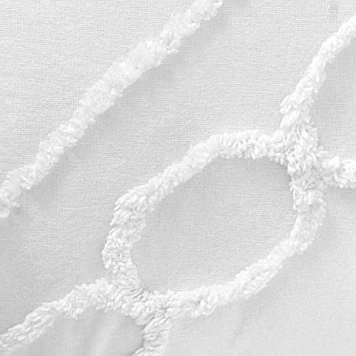MARTHA STEWART Sophia Medallion Chenille Queen Size Comforter Set - 3 Piece,1 Comforter(90"x92"), 2 Pillow Shams(20"x26"), 100% Cotton, Breathable, Reversible, Machine Wash, White (All Season)