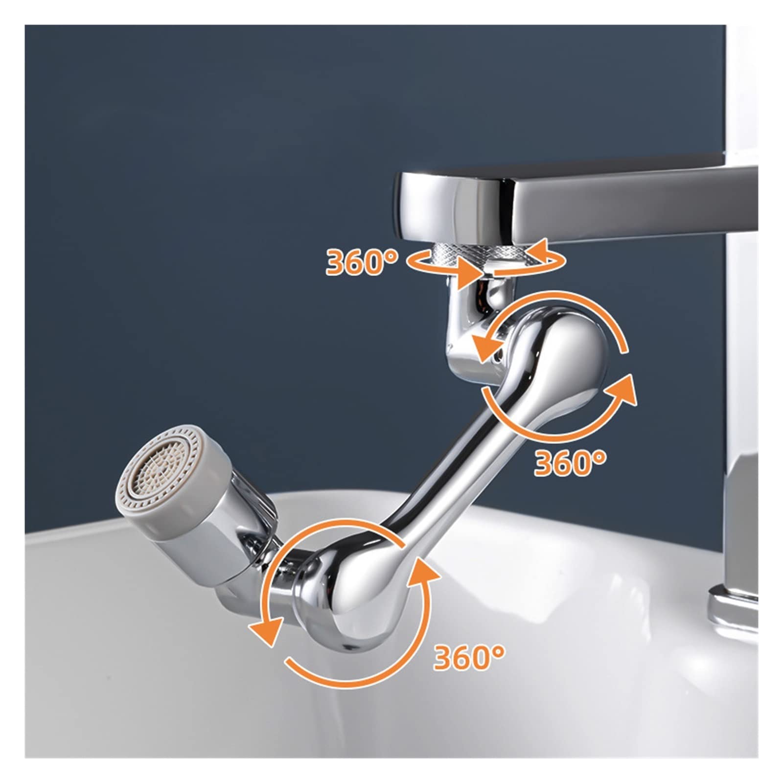 JEMITA Multifunctional 720 Rotatable Faucet Extender Sprayer Head Two Outlet Mode Splash Filter Movable Kitchen Bathroom Tap