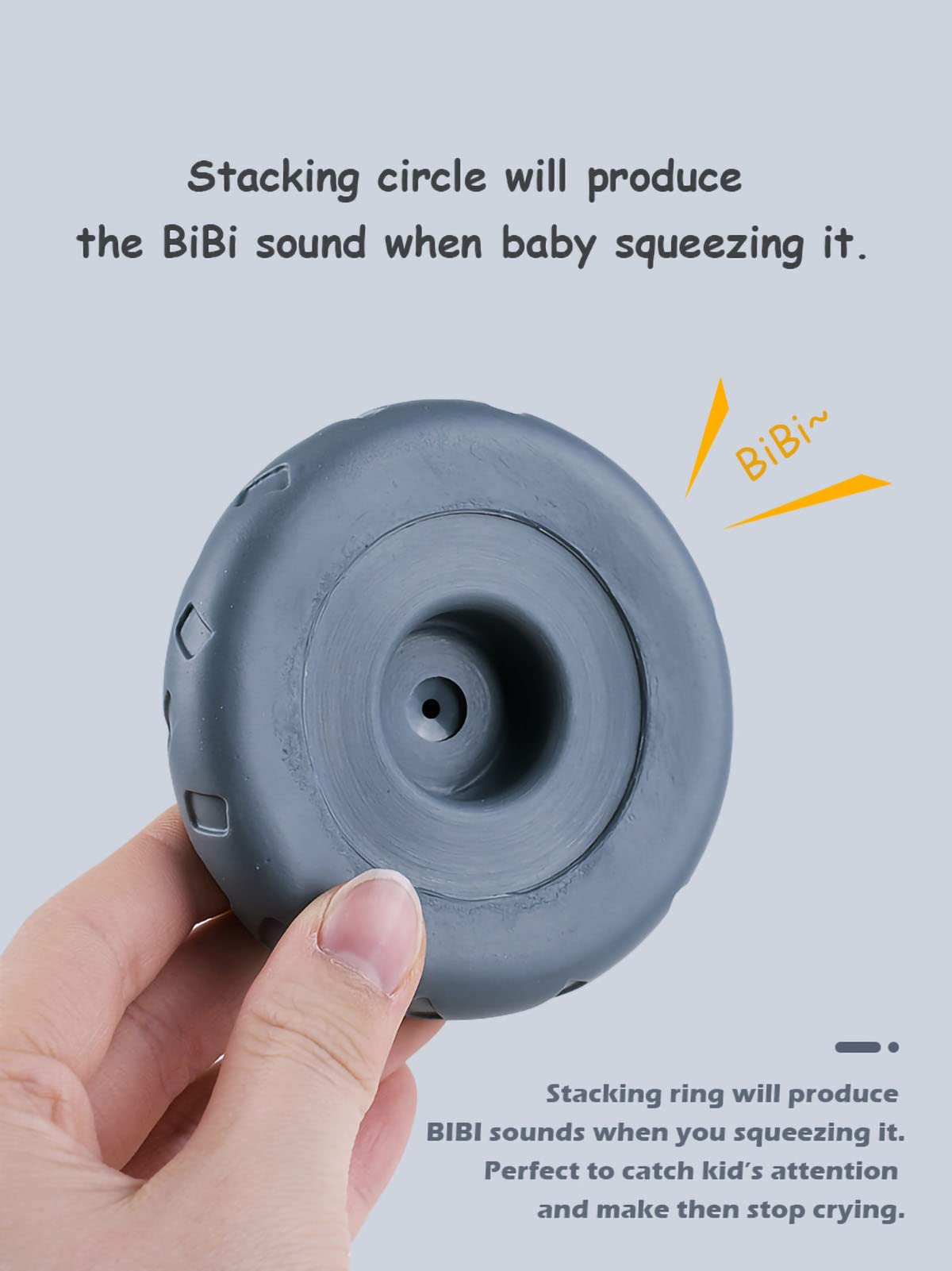 KAMINRUN Baby Sensory Stacking Rings, 6 Pcs Stacking & Nesting Circle Toy,Soft Building Rings Stacker & Teethers,. Early Educational Learning Stacking Tower for 6 Month and Over Girls Boys Gifts.