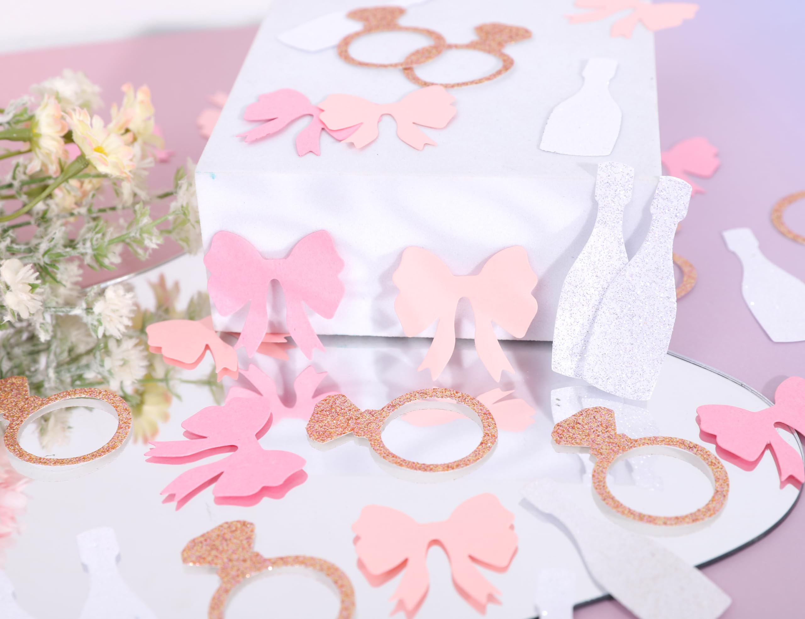 She’s Tying the Knot Party Confetti - Bridal Shower Table Decoration,Table Scatter Bridal Shower Photo props,Champagne Bow Diamond Ring Confetti Perfect for Any Event