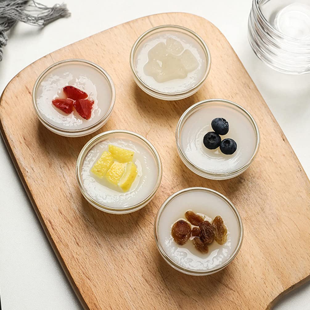 Housoutil 6 Packs Stackable Food Prep Bowl, Multipurpose Clear Glass Serving Bowls, Glass Pudding Bowl Set Dishware Safe for Kitchen Dessert, Ice Cream, Snack, Dips and Candy Nut 2.36X1.18inch.