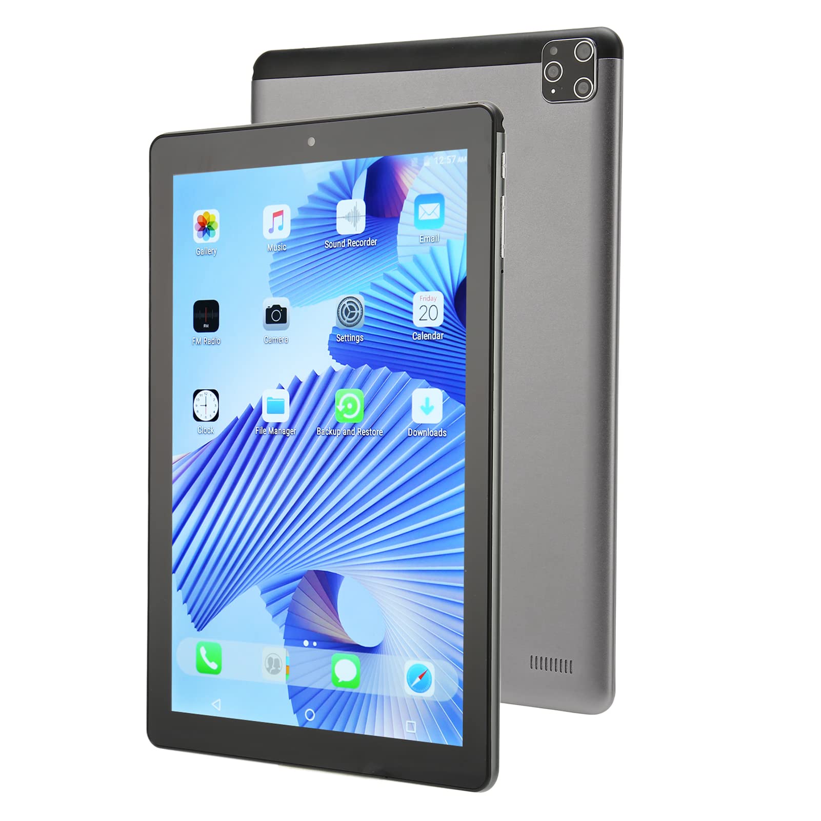 Naroote Reading Tablet, Gray Tablet 10.1 Inch Dual Camera for Work (US Plug)
