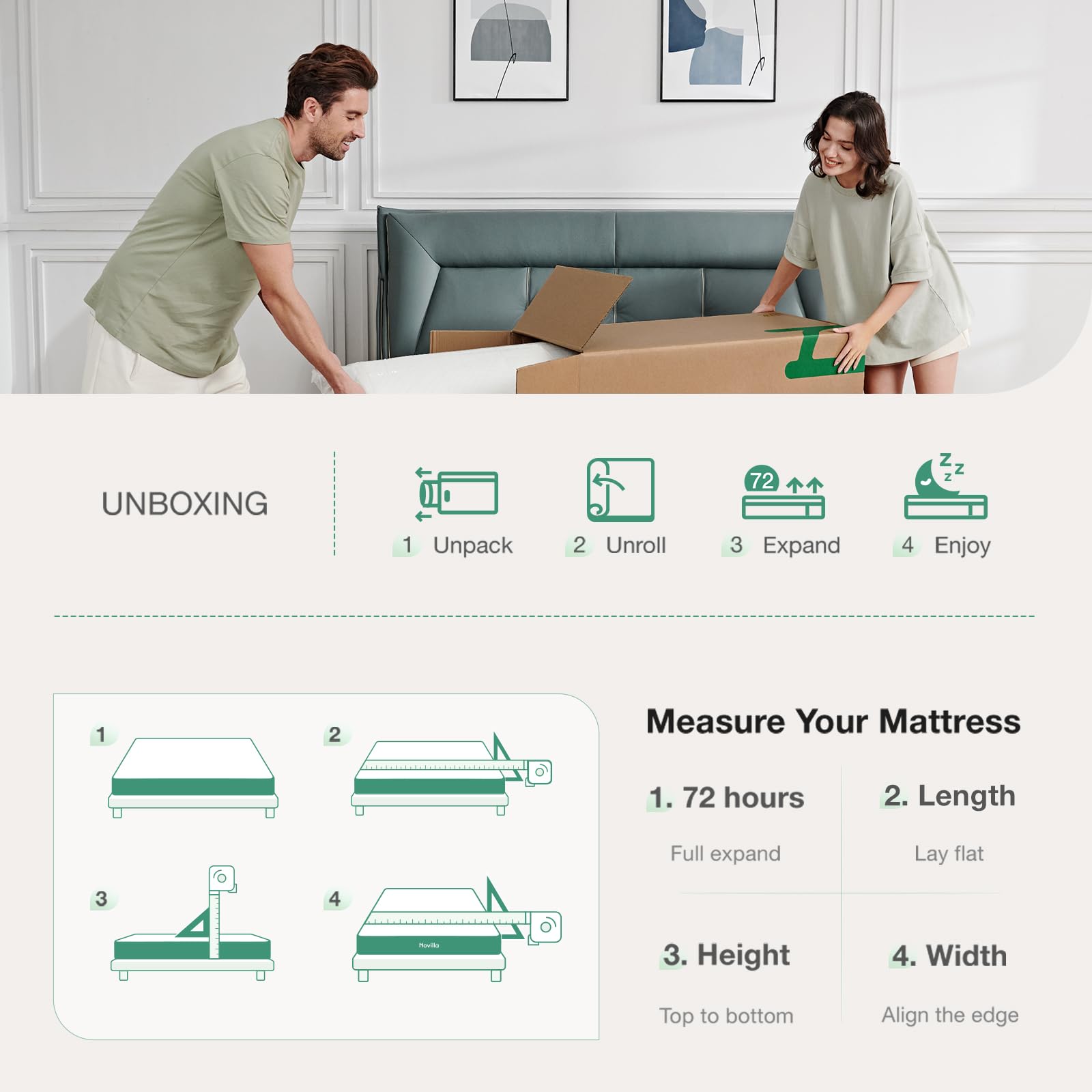 Novilla Twin Mattress, 10 Inch Foam Mattress, Flippable Mattress with Breathable Soft Cover for a Dry, Clean and Double Side Sleep, Twin Size Mattress with Tight Top