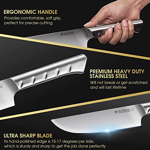Knife Set Black Acrylic Stand - Sharp Kitchen Knife Block Set, Professional Chef Knife Set with Steak Knives, German Stainless Steel Knives for Cutting Meat, Bread, Vegetables, 15PCS