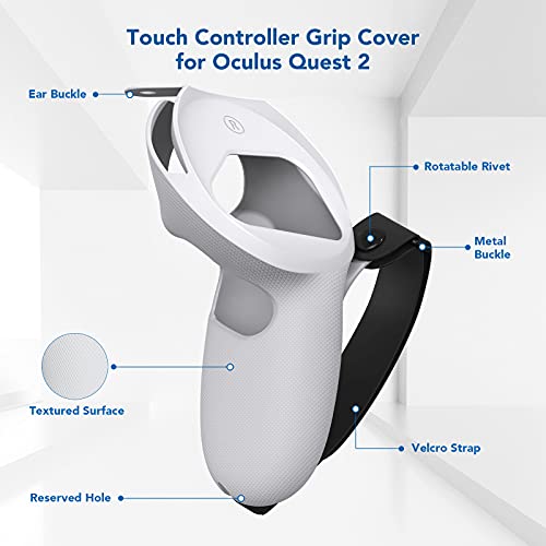 KIWI design Silicone Grip Cover and Lens Protector Accessories, Compatible with Quest 2