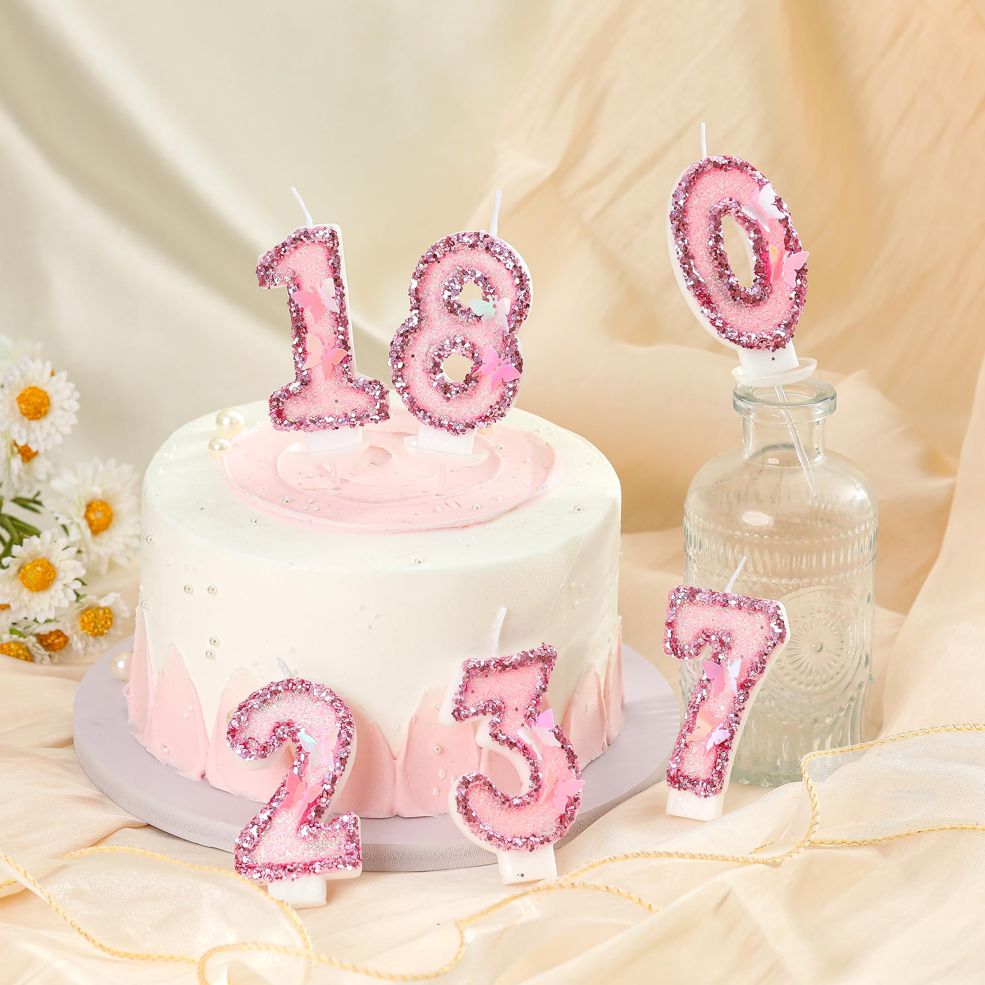 PHD CAKE 2.76 Inch Number 1 Pink Butterfly Birthday Candles, Butterfly Themed Number Candles, Cake Number Candles, Party Celebration