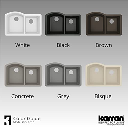 Karran QU-610 Undermount Quartz Composite 32 in. 60/40 Double Bowl Kitchen Sink in Black