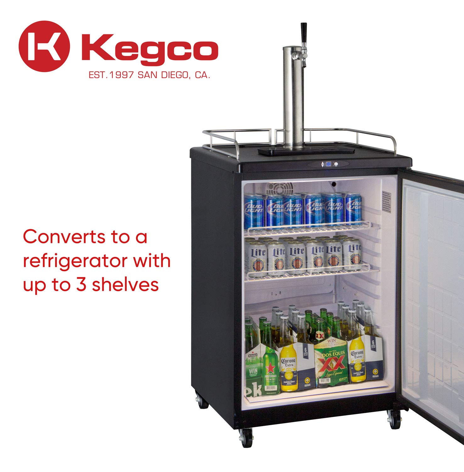 Kegco Kegerator, Single Tap, Stainless Steel