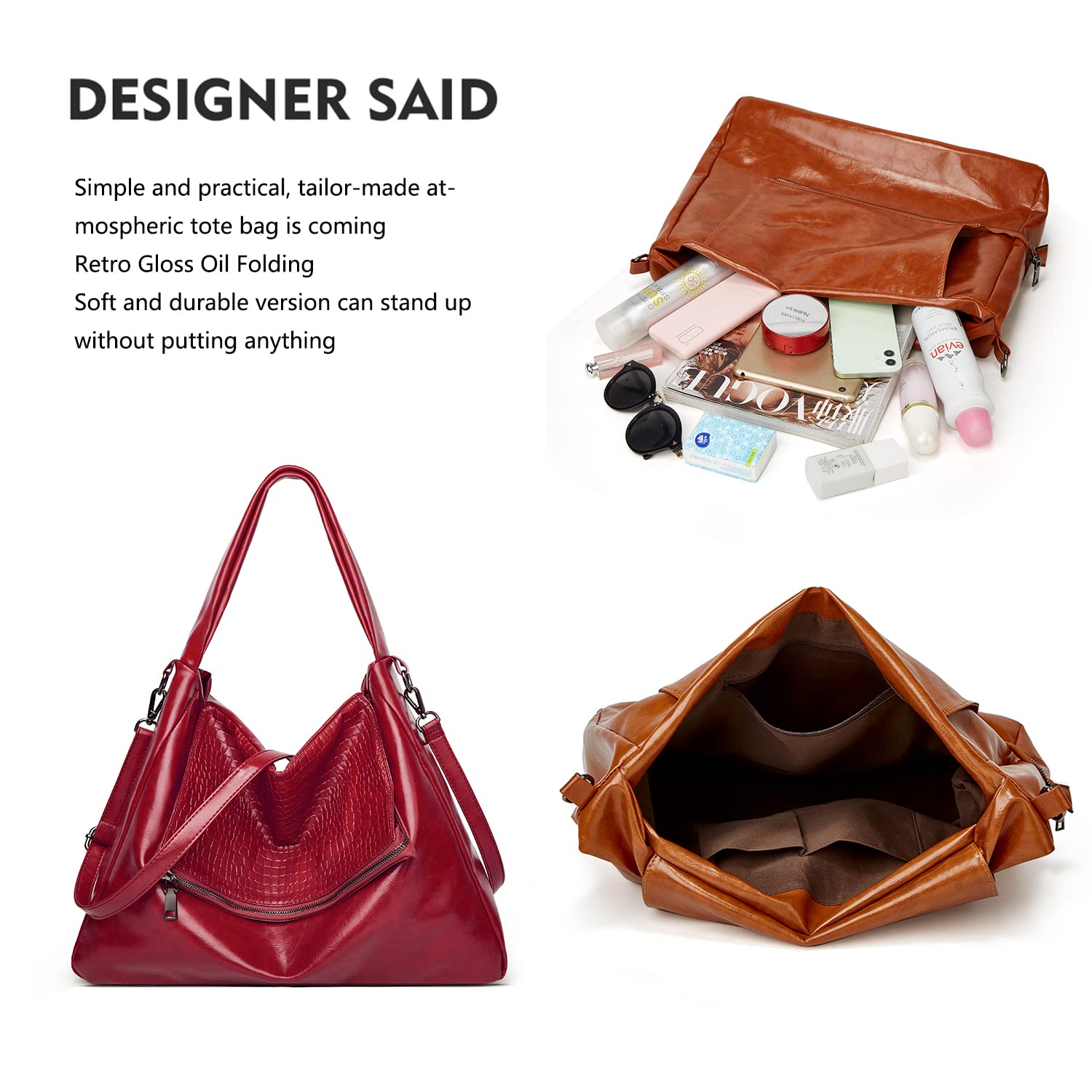 KKP Hobo Purses Shoulder Handbags for Women -Large Soft PU Leather Tote Bag