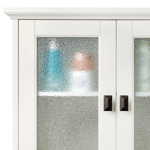 MXARLTR Wall Mount Bathroom Storage Cabinet, Medicine Cabinet with Tempered Glass Door and Buffering Hinge Over Toilet Storage Cabinet Wall Mounted Organizer Above Toilet Storage Cabinet (Cream White)