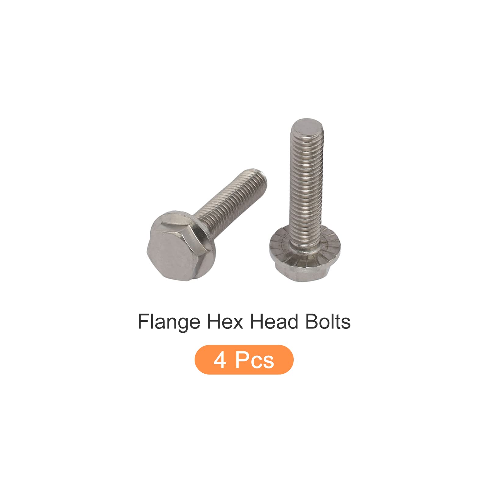 METALLIXITY Flange Hex Head Bolts (M8x35mm) 4pcs, Hexagon Bolt Fully Thread Screw - for House Construction Hardware Fasteners