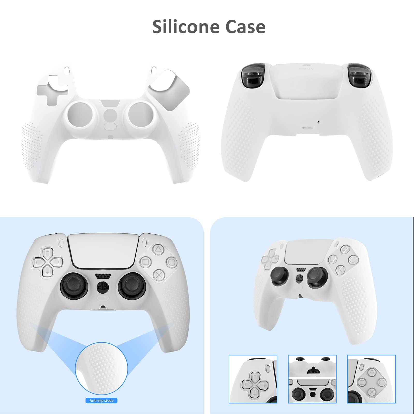 JDDWIN Controller Charger Accessories Kit, Charging Dock Station for PS5 Controllers, Fast Charging Station,thumb grip,silicone case,privacy cover,controller and headset holder.