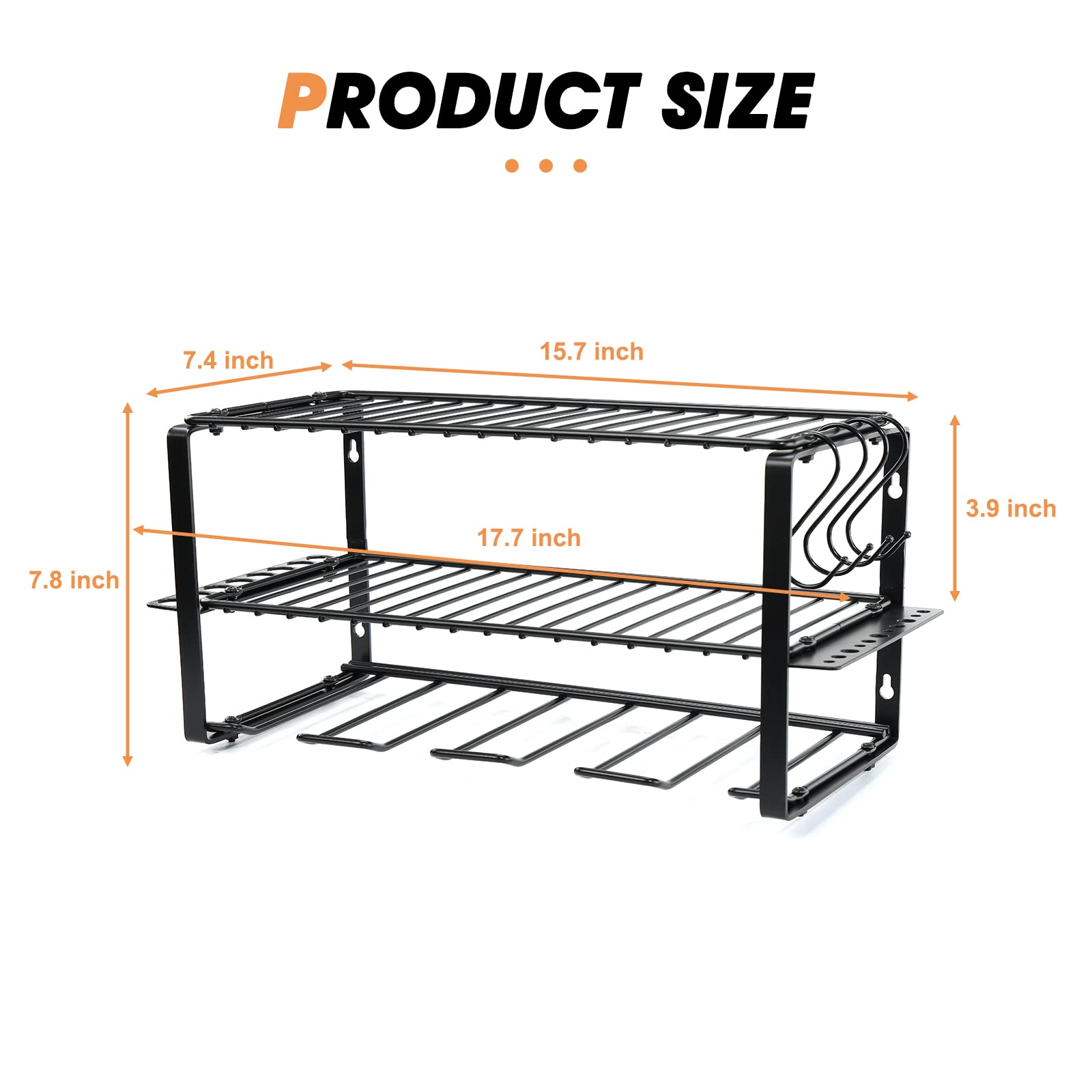 KWESOR Power Tool Organizer Wall Mount, 3 Layers Utility Power Tool Storage Rack, Heavy Duty Metal Tool Drill Holder for Garage, Home, Workshop, Shed, Black