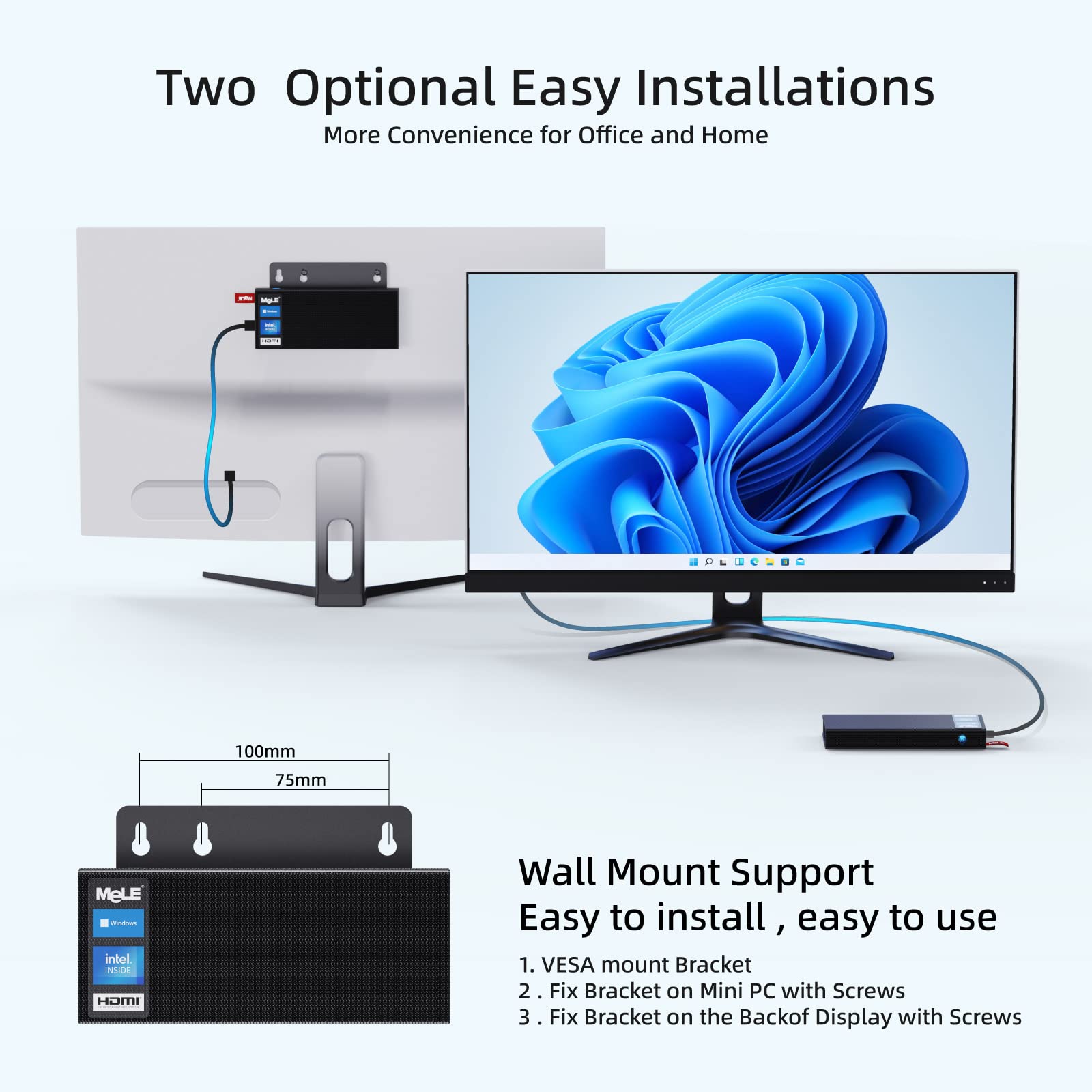 MeLE PCG02 Pro Fanless Mini PC Stick N5105, Small Computer Portable, DDR4, Win 11 Pro, HDMI *2, 4K, Wi-Fi 6, Gigabit Ethernet, BT 5.2, USB 3.2 * 2, Type-C, Support VESA Mount (8G/256G)