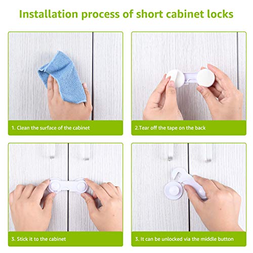 HEELALBABY Child Safety Cabinet Locks (12 Pack) Adjustable Baby Proof Drawer Locks with Extra Adhesives Kid Multi-Purpose Straps Locks for Drawer, Cabinets, Refrigerators, Oven, Toilet Seat
