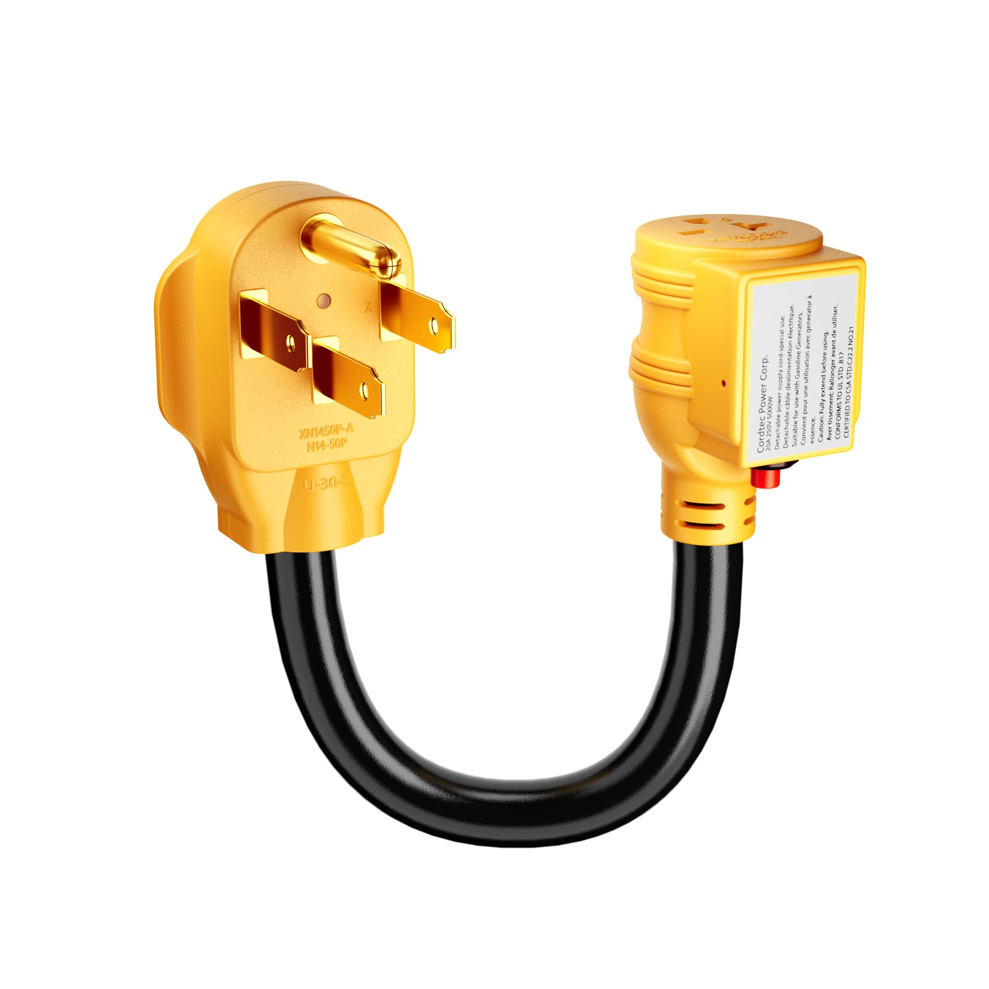 MECMO NEMA 14-50P to NEMA 6-20R for Tesla EV Charging Adapter with Surge Protector Breaker, 1FT 50A 14-50P RV/Generator/Range Plug to 6-15/20R Home Outlet with 20A Breaker