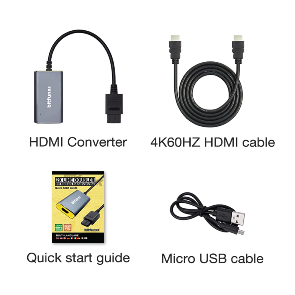 Kacenray HDMI Adapter for N64 / SNES/SFC/NGC, Support 2X Line Doubler and S-Video/Composite to HDMI, Video Game HDMI Converter for Nintendo 64, Super Nintendo, Super Famicom and Gamecube