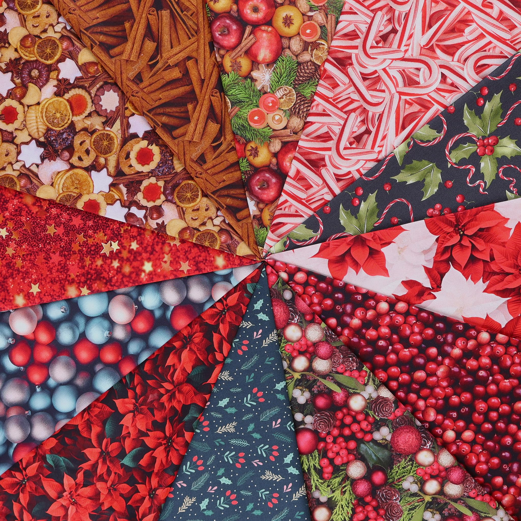 Mook Fabrics Cotton 2024 Christmas Poinsettas, Red/White Cut by The Yard