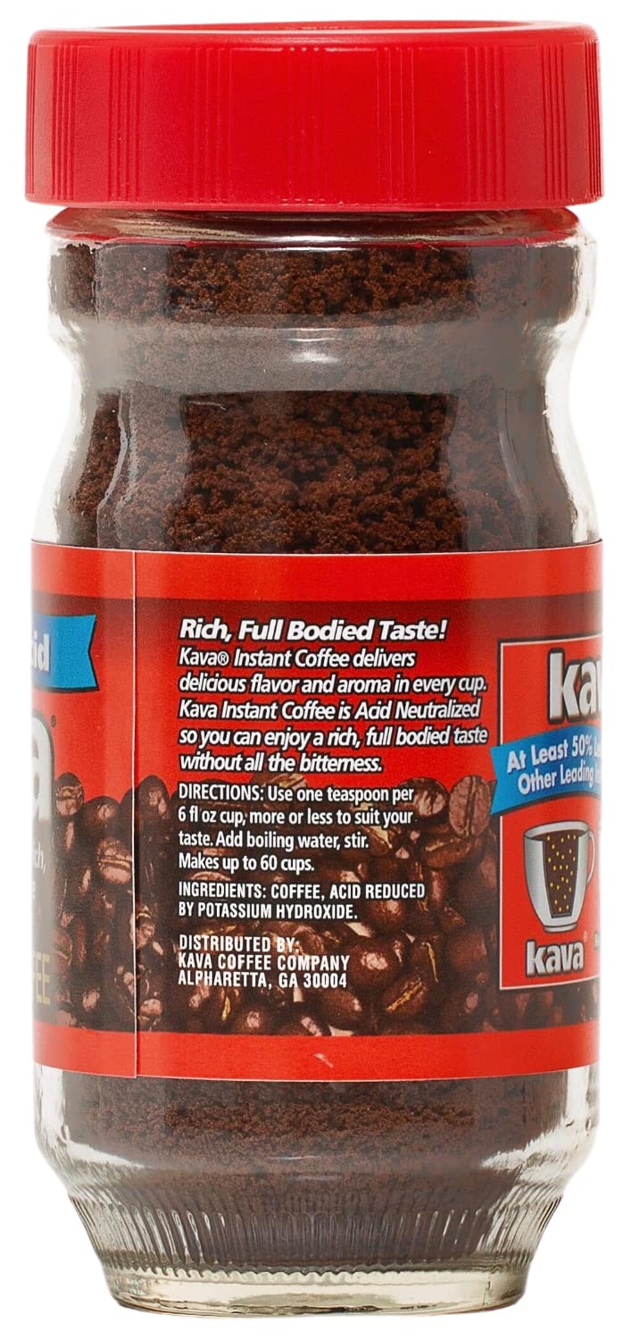 Kava Coffee Low Acid Neutralized Instant Coffee, 4 Ounce (Pack of 3)