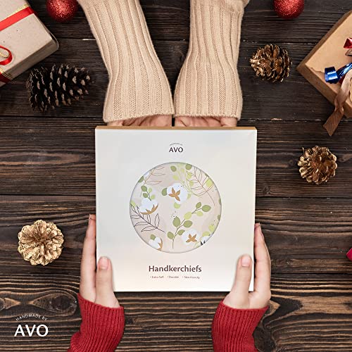 HANDMADE BY AVO- 100% Organic Gauze Handkerchiefs, Fabric Cloth Cotton Pouch (Sprout)