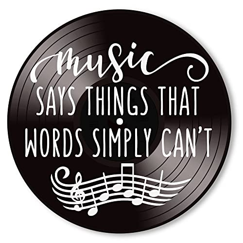 Music Says Things Quote on a Repurposed Upcycled Vintage Vinyl Record Album wall decor