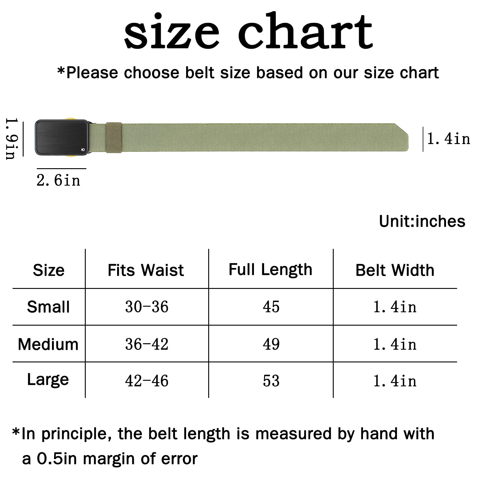 Kikmio Tactical Belt, Adjustable Stretch Nylon Men's Belt with Heavy Duty Quick Release Buckle …