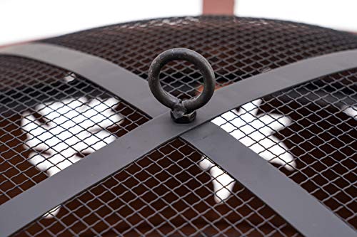 Mcombo 32" Metal Bronze Fire Pit Round Table Backyard Patio Terrace Fire Bowl Heater/BBQ/Ice Pit with Charcoal Rack Waterproof Cover 0146, Bronze