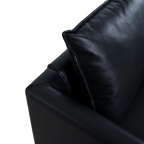 Naomi Home Elizabeth Modern Modular DIY Collection - Linen Armchair with Sturdy Wooden Frame (Sofa Set, Black/Air Leather)