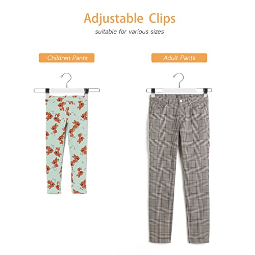 Nature Smile Solid Wooden Skirt Pants Hangers 20 Pack,Premium Wood Bottom Shorts Hangers for Slacks Trousers with Larger Adjustable Anti-Rust Clips (White)